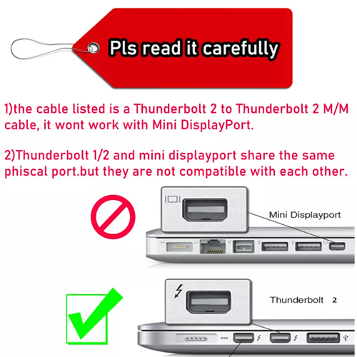 Thunderbolt 2 to Thunderbolt 2 Cable 0.5m For Apple Macbook Pro mini ...