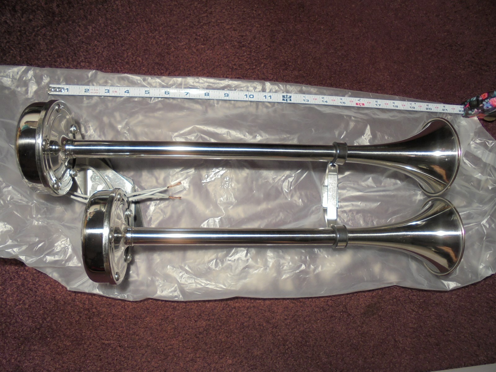 MARINCO AFI DUAL TRUMPET MARINE GRADE 24V HORN #A-23 ALL STAINLESS ...