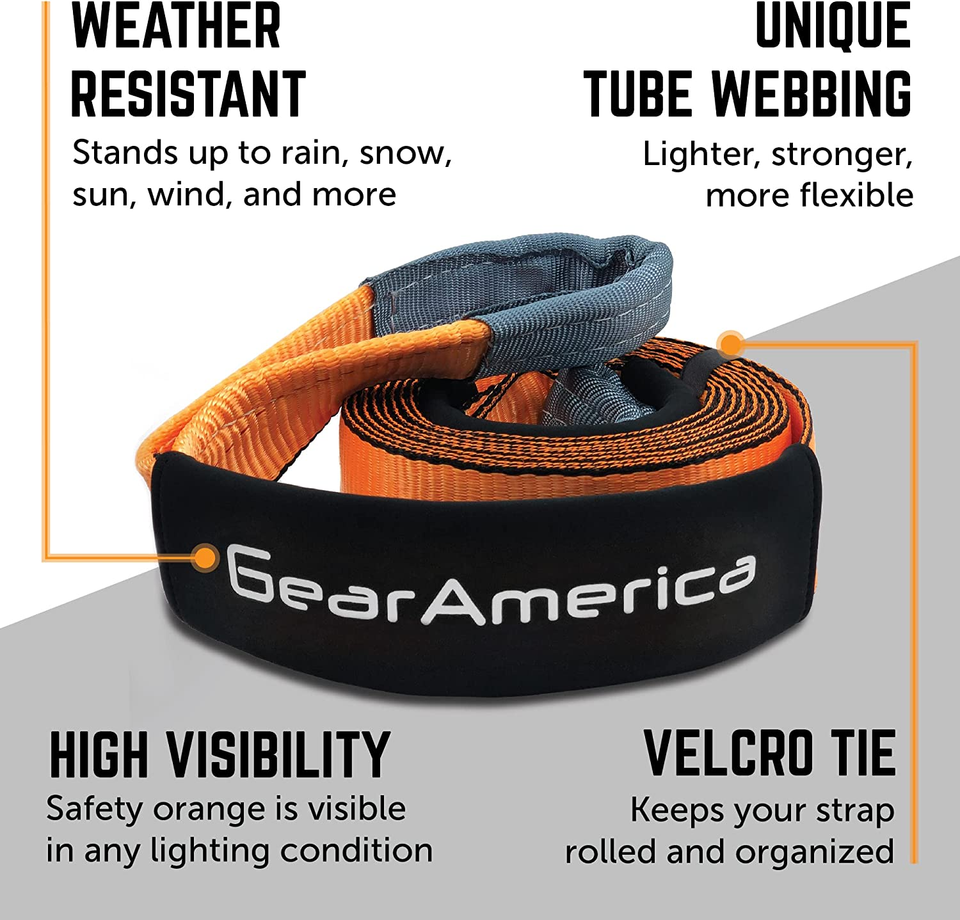Gearamerica Tow Straps Heavy Duty with Loops 4" X 30' – 46,076 lbs ...