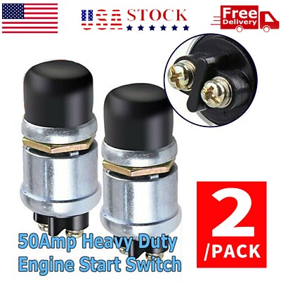 2 PCS 12 Volt DC Heavy-Duty Momentary Push-Button 50 Amp Starter Switch ...