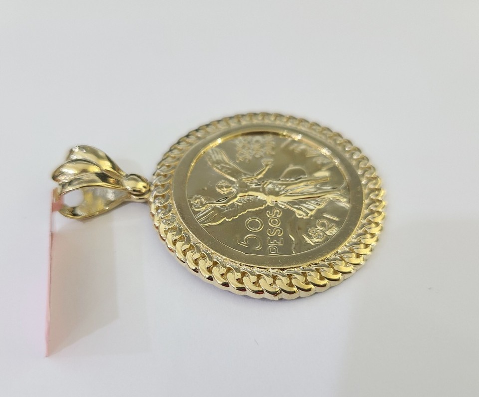 REAL 14k Gold Charm Centenario-Style Coin in Bezel 50 Pesos 1947Mexican ...