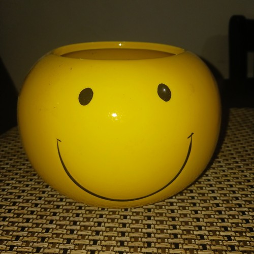 Ceramic Yellow Happy Face Smiley Face Planter Vase | eBay