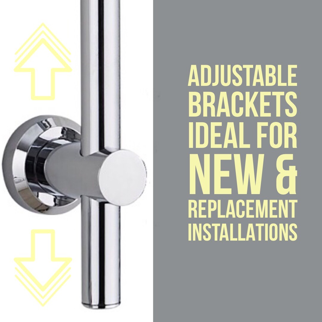 Keenware Chrome Shower Riser Rail With Push Button Adjustable Bracket ...