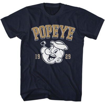 Popeye The Sailor Man T-Shirt Licensed Mens 1929 ATHLETIC Navy Cotton ...
