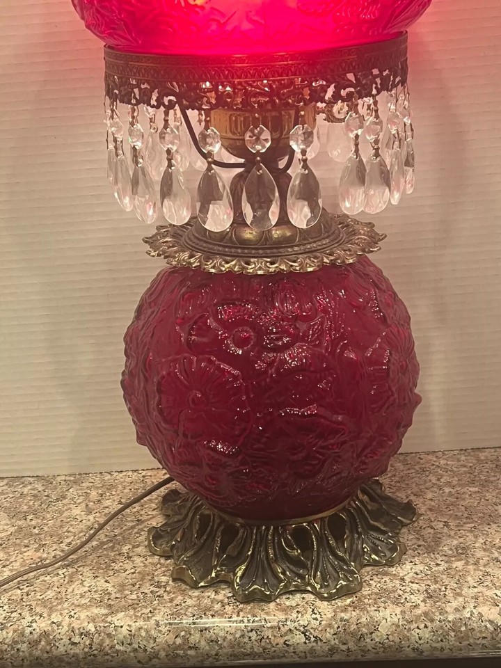 FENTON RUBY RED POPPY LAMP GWTW RARE | eBay