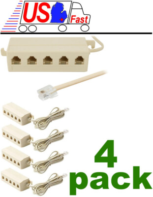 Lot4pack 6P4C RJ11 5 Way Telephone Phone Line Modular Jack Splitter ...