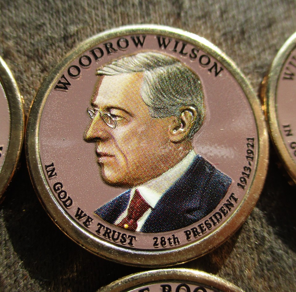 COLLECTIBLE ONE DOLLAR COINS OF USA "PRESIDENTIAL DOLLAR" COLORIZED UNC ...