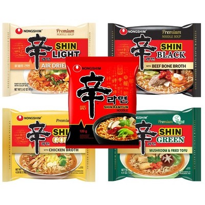 Nongshim Gourmet Spicy Shin Instant Ramen Noodle 5 Flavor Combo (shin ...