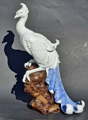 Vintage Chinese Porcelain Phoenix Bird white with blue tail Art deco ...