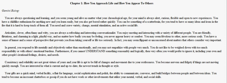 Personal Astrology Reading - Printed Interpretation Reports and Color ...
