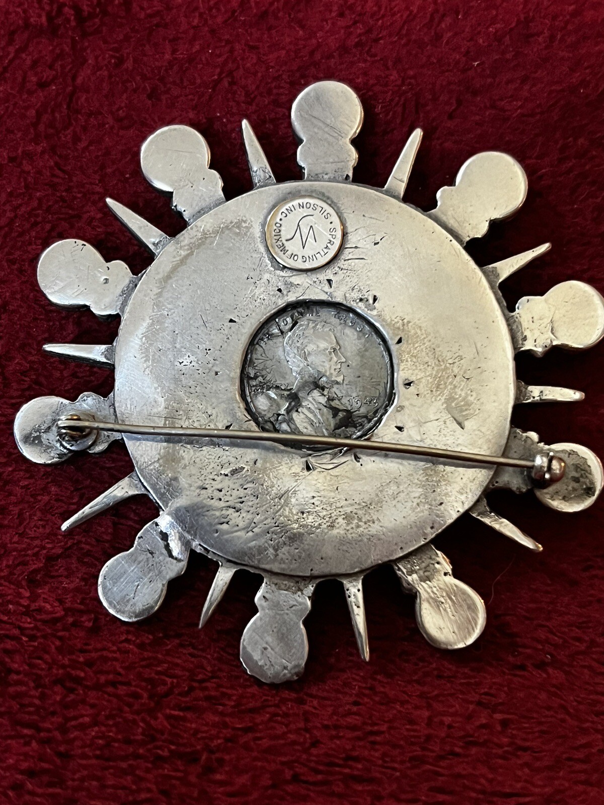 HUGE VINTAGE 3” SPRATLING SILSON INC MEXICO STARBURST… - Gem