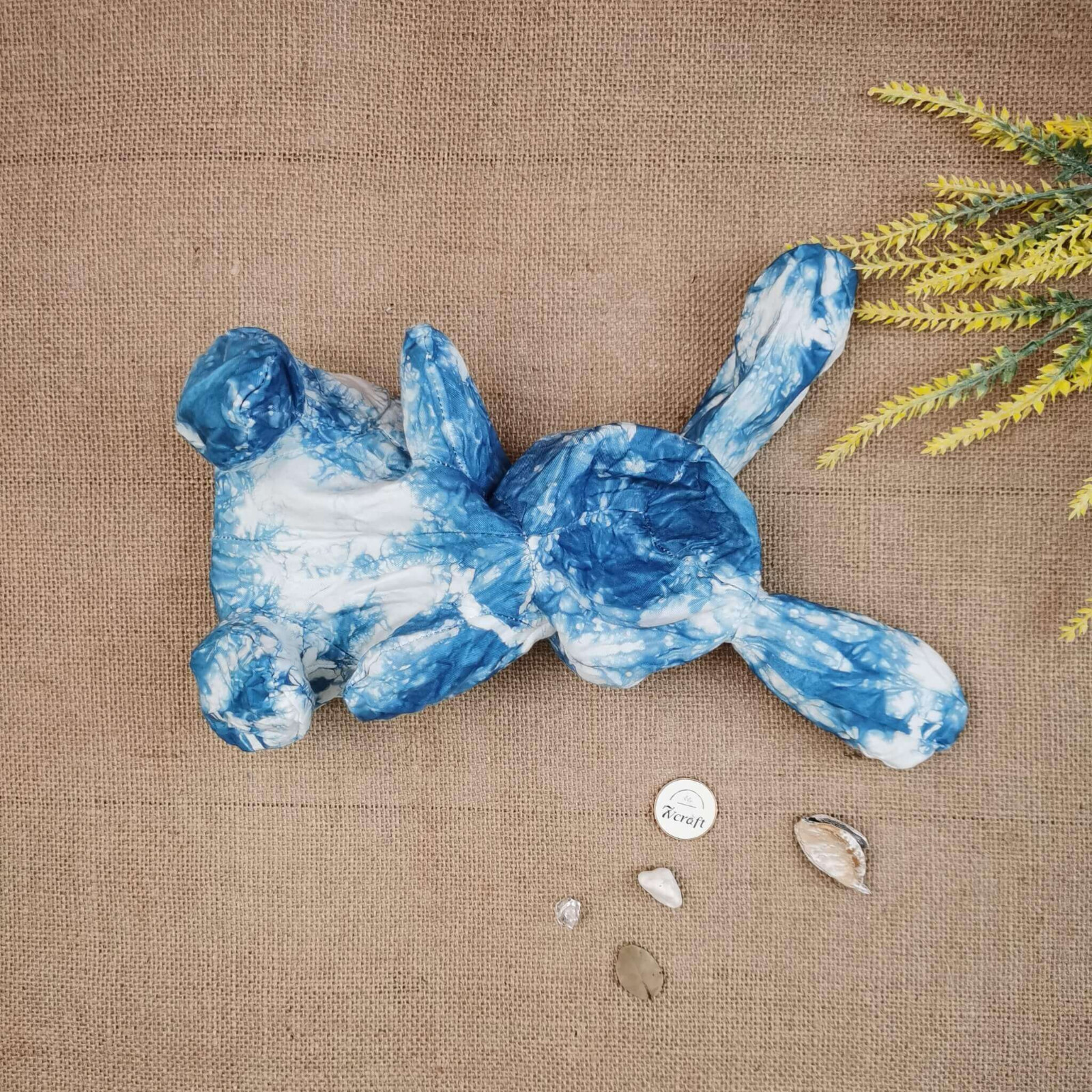Handmade Indigo Tie Dye Stuffed Bunny, Shibori Cotton Fabric Animal Art ...