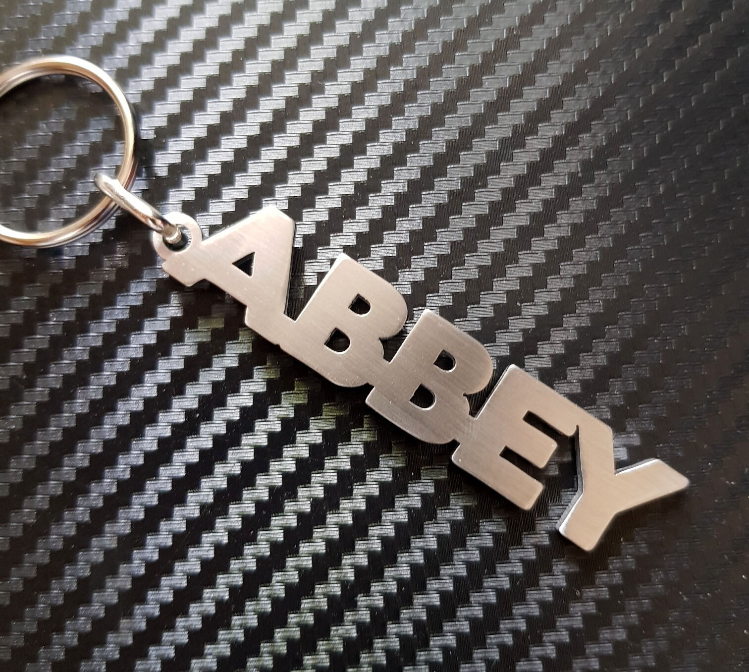 ABBEY Keyring Keychain Key Fob Stainless Steel Name Gift | eBay