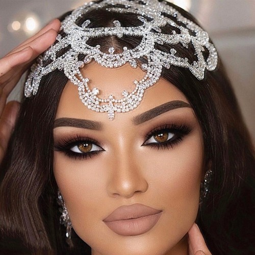 Silver Glitter Hair Chain Rhinestone Tassel Head Cap Headband Headdress ...