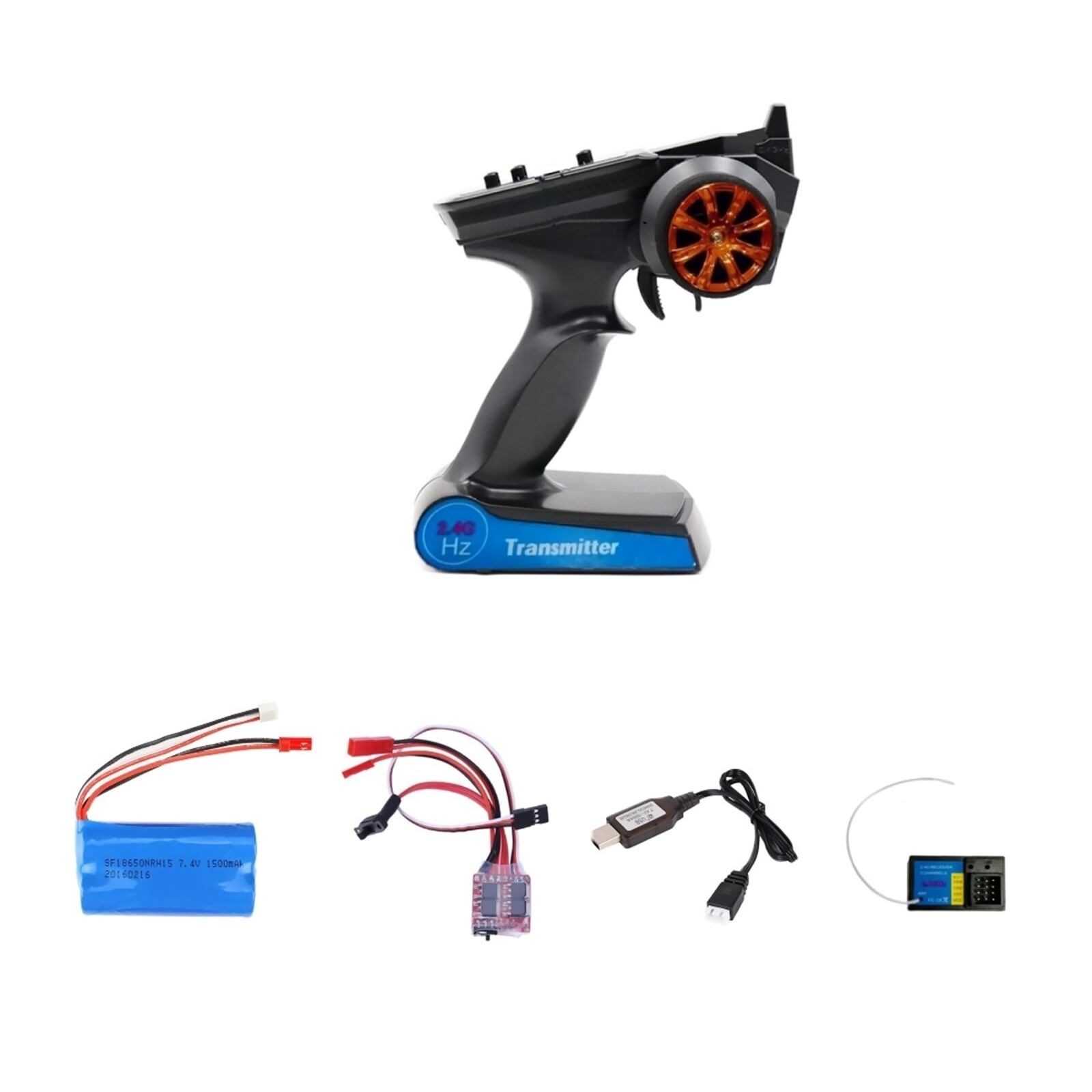 2.4G 3CH RC Transmitter+Receiver+30A ESC+Battery+Charging Cable for WPL ...