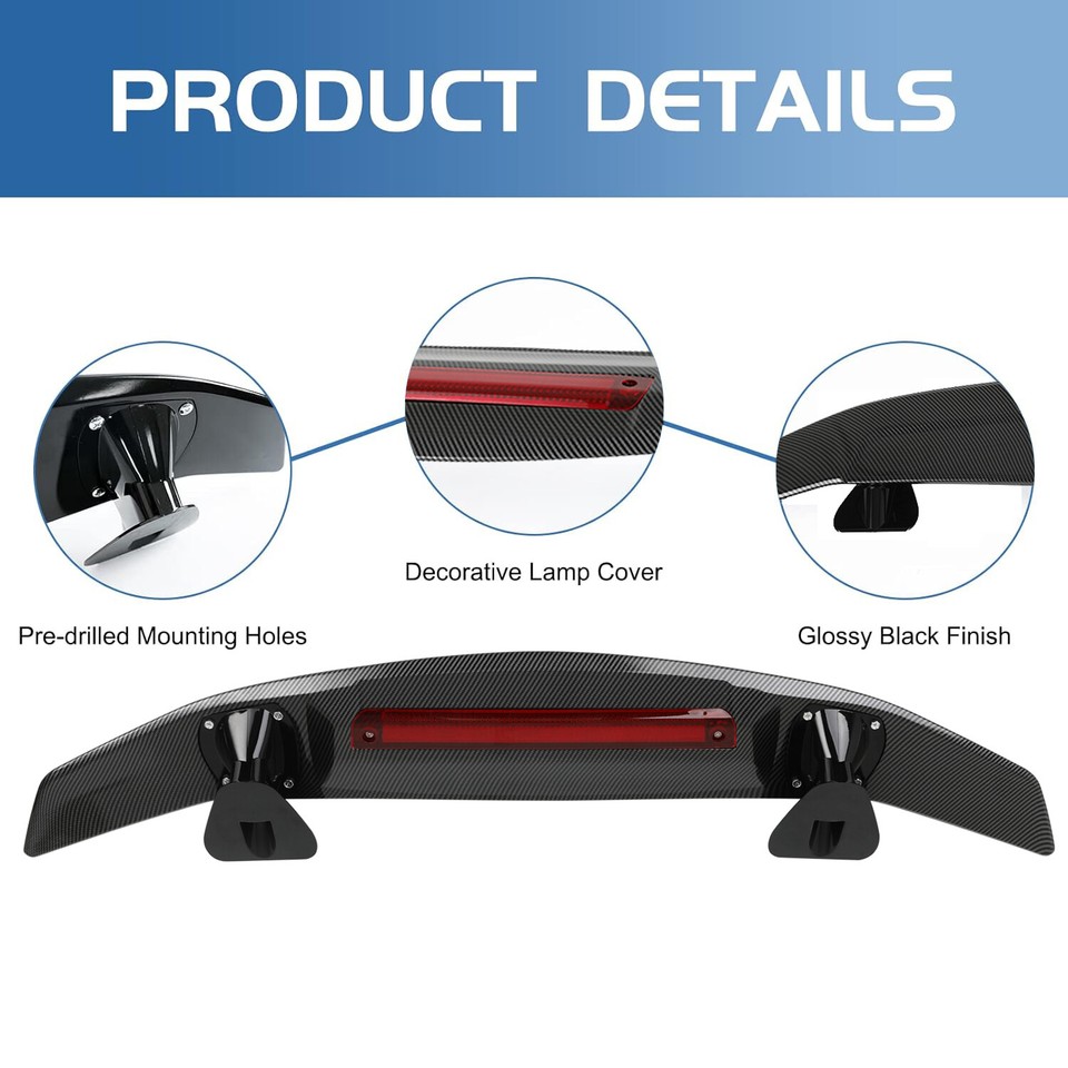 46'' Rear Trunk Spoiler Wing GT-Style Carbon Fiber For Mitsubishi ...