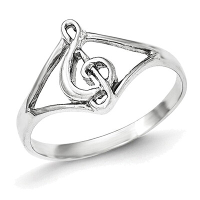 Sterling Silver Polished Music Note Ring QR6219 | eBay
