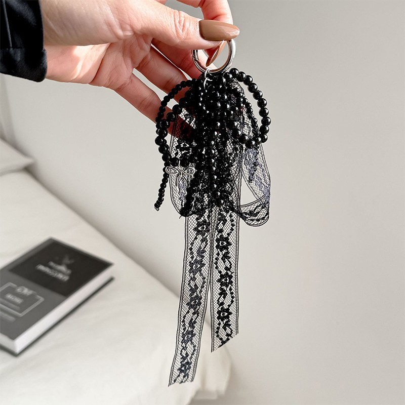 Pearl Lace Bowknot Keychain Charm Pendant Keyring Jewelry For Bag ...
