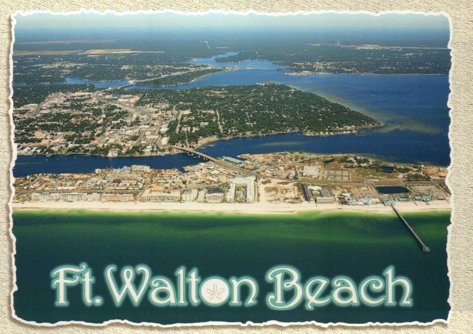 Aerial View of Ft. Walton Beach Florida, Hotels Beach Pier Bridge FL ...