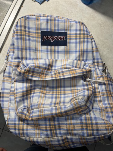 JANSPORT BACKPACK- Yellow And Blue Plaid Pattern | eBay
