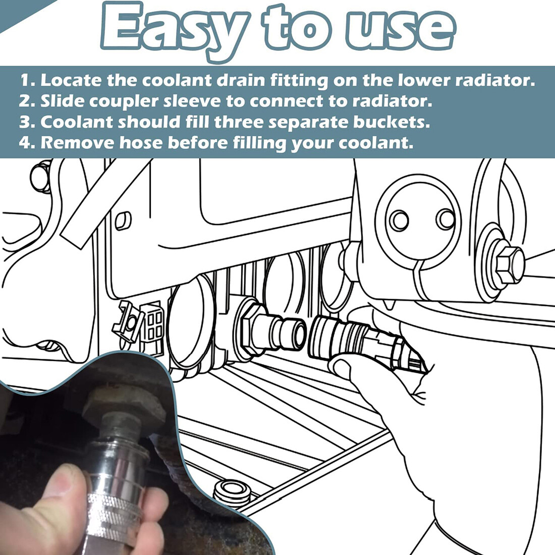 Quick Fit Radiator Adaptor Coolant Drain Hose For Volvo Mack Trucks Bus ...