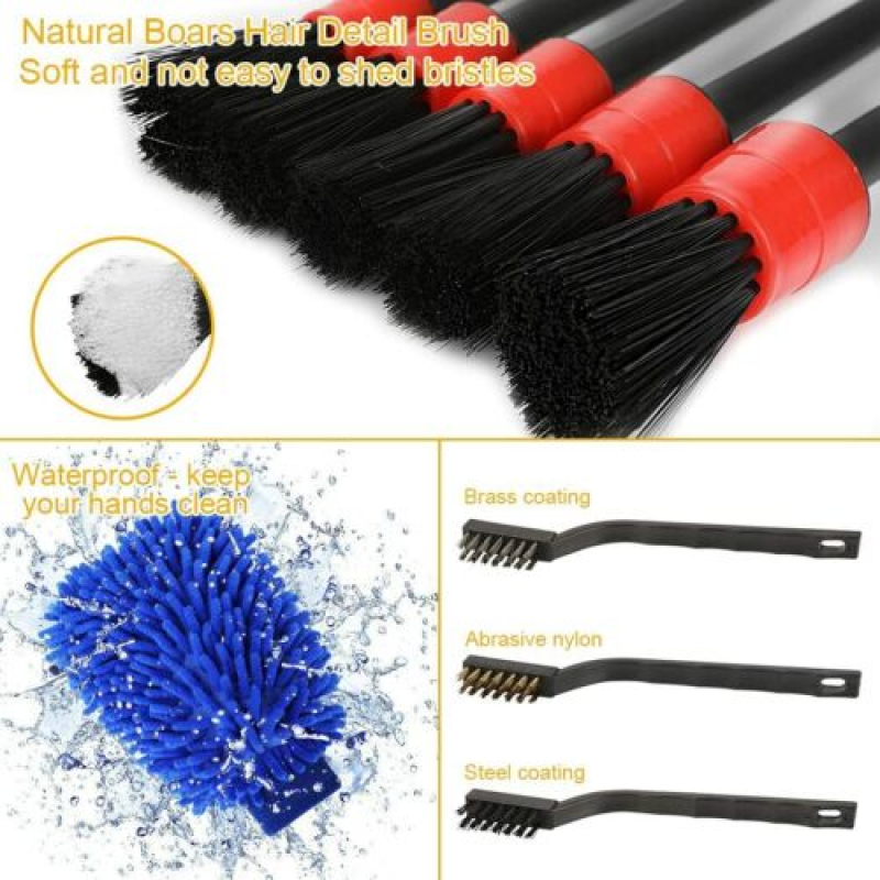 26Pcs Car Detailing Brush Set Soft Brushes Interior Wheel Valet Pro ...