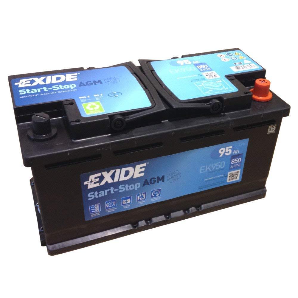 Exide EK950 Stop Start 12V 95AH 850 CCA AGM VRLA Battery BMW ...
