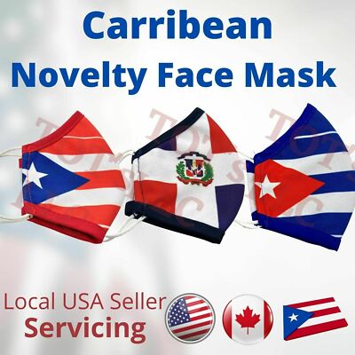 Puerto Rico | Cuba | Dominican Republic Flag Novelty Face Masks One ...