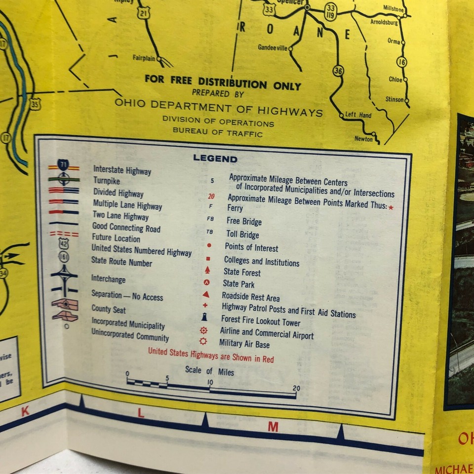 Vintage 1962 Ohio Map Fold Out Highway Map | eBay