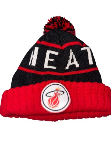 Mitchell & Ness Miami Heat NBA Cuffed Knit Pom Beanie Winter Hat Skully ...