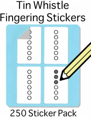 Tin Whistle Fingering Diagram and Tablature Stickers (250 Stickers Per ...