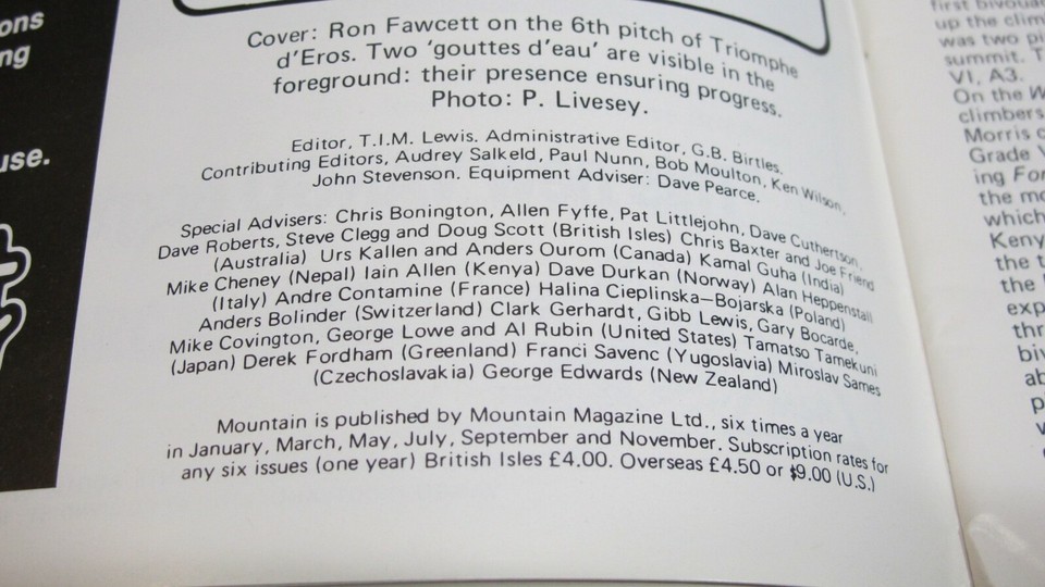 Rock Climbing Mountain Magazine No 61 May June 1978 Peter Storm, Ron ...