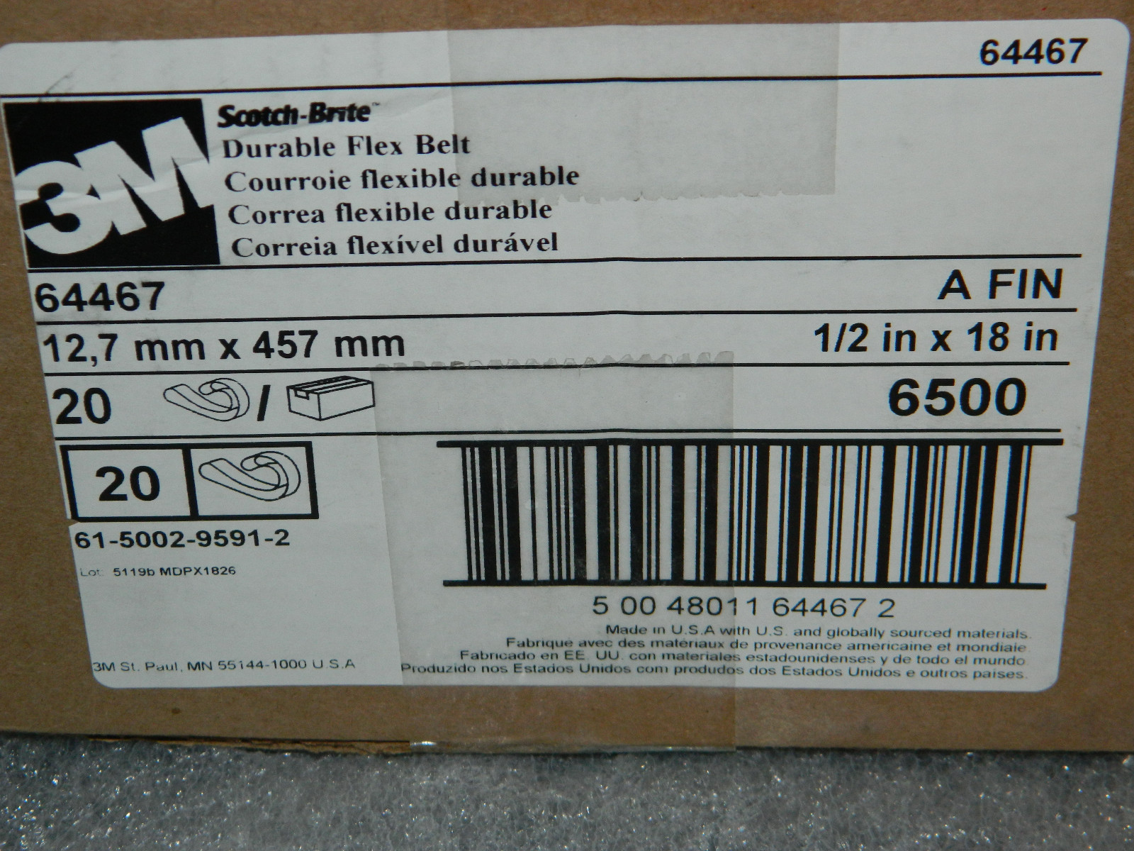 (5) 3M 64467 SCOTCH-BRITE DF-BL NON-WOVEN ALUMINUM OXIDE SANDING BELT ...