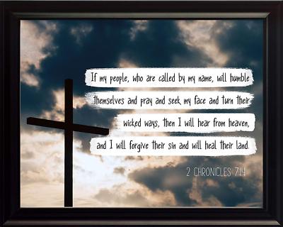 2 Chronicles 7:14 Christian Poster Print Picture or Framed Wall Art ...