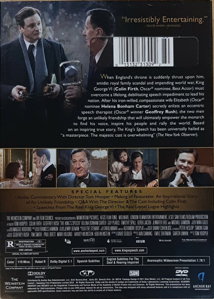The Kings Speech, Brand New Sealed DVD, Widescreen & Slipcover, Free S ...
