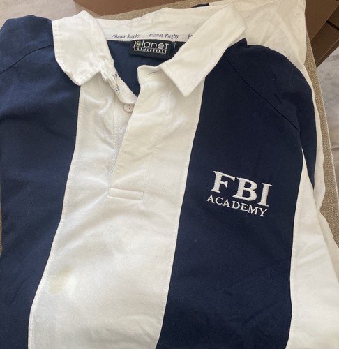 Hard To Get FBI Academy Blue And White Long Sleeve XXL Polo With Small ...