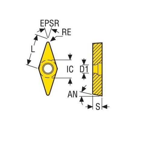 Seco Turning Insert V Shape Code 4.76 x 0.4 x 9.53mm T Insert Type - F1 ...