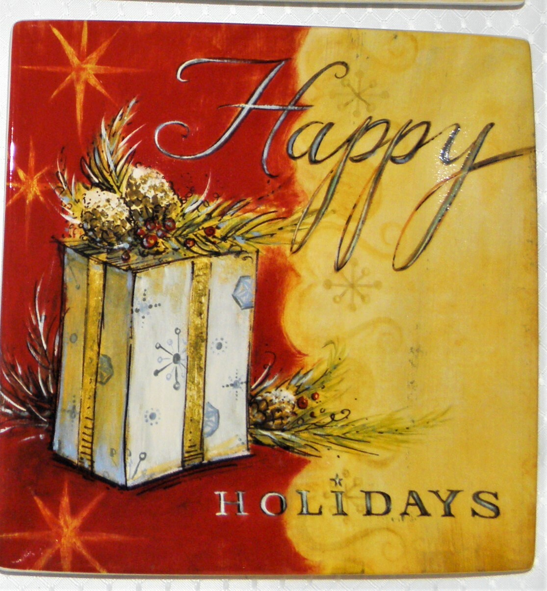 Oneida SEASONS GREETINGS Set of 4 Square Dessert Plates Angela ...