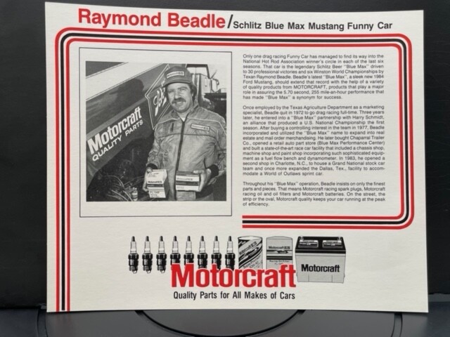 VRHTF NHRA COOL VINTAGE RAYMOND BEADLE "BLUE MAX" FUNNY CAR HAND OUT | eBay