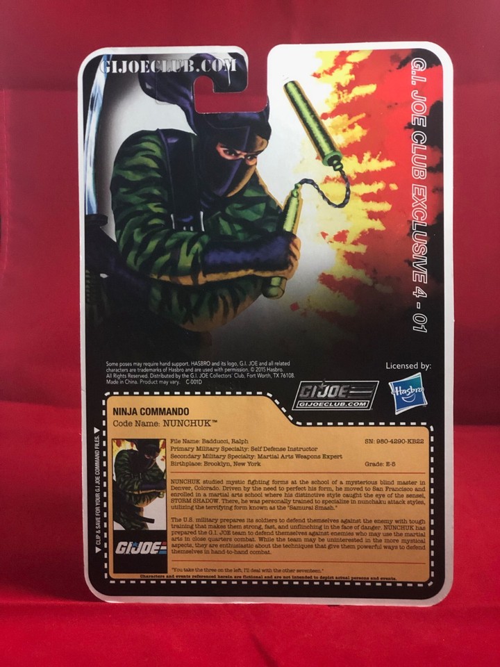 2016 Hasbro G.I. JOE FSS 4.0 Collector's Club Exclusive NUNCHUCK 3.75 ...