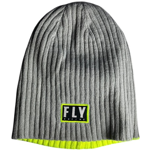 Fly Racing Reversible Beanie Hat Green/Gray Ribbed Knit | eBay
