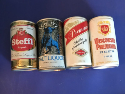 Lot of 4 Vintage Beer Cans Steffl, Wisconsin Prem., Premium Grain Belt ...