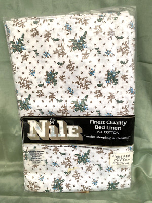 NILE Cotton SHEET SET Single 1 Pair (2 FLAT Sheets Only) VINTAGE | eBay ...