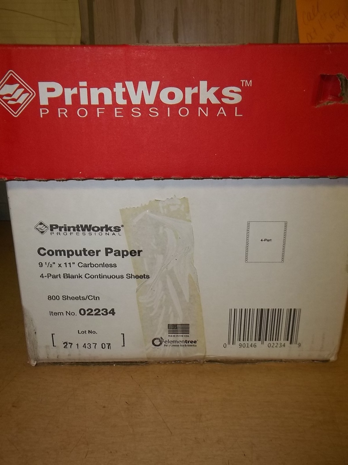 PrintWorks 4-Part Computer Paper 02234 9-1/2"x 11" Carbonless 800 Sheet ...