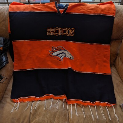 Denver Broncos Football NFL Hand Woven Embroidered Logo Mexican Poncho ...