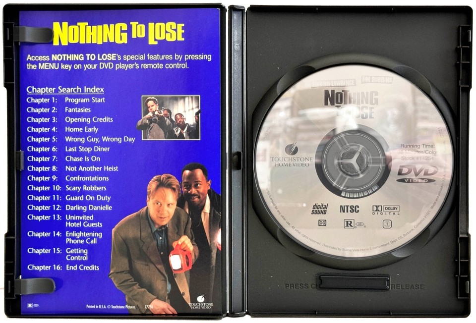Nothing to Lose (DVD, 1997, Widescreen) Like New ! Tim Robbins Martin ...