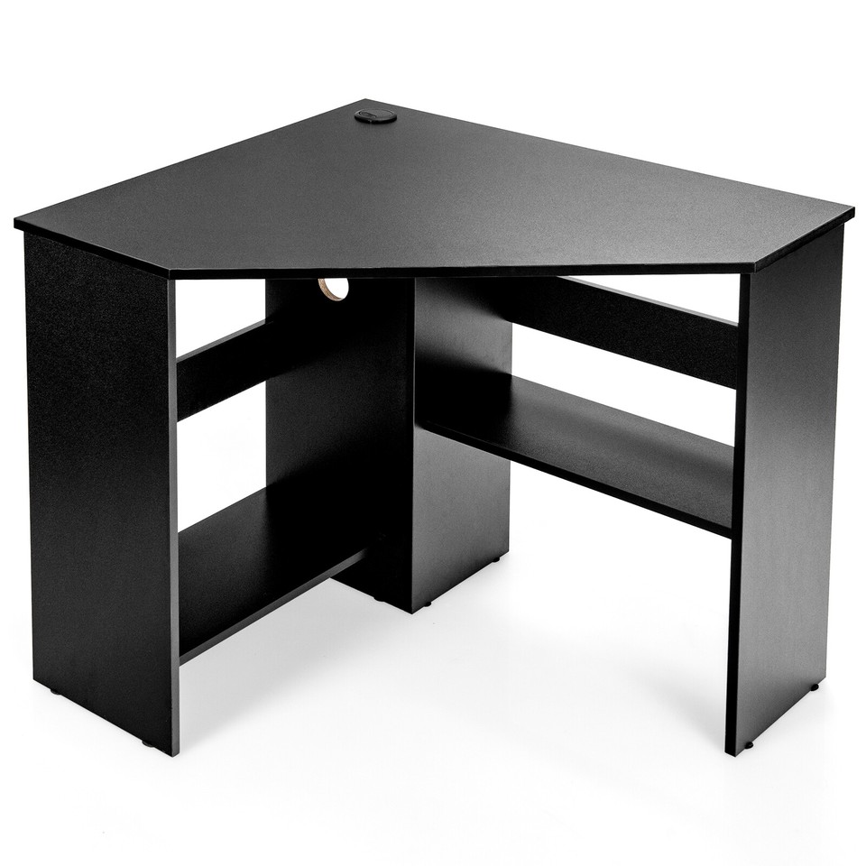 Corner Computer Desk Triangle Writing Table Workstation with Storage ...