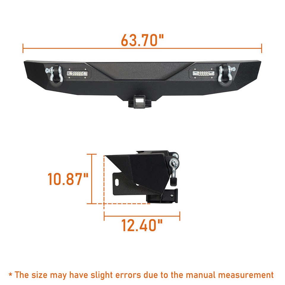 Offroad Steel Front Bumper / Rear Back Bumper Fit For 2007-2018 Jeep ...