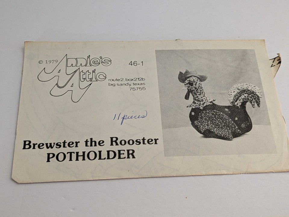 Annie's Attic Henriette Hen & Brewster the Rooster Sewing Patterns: Set ...