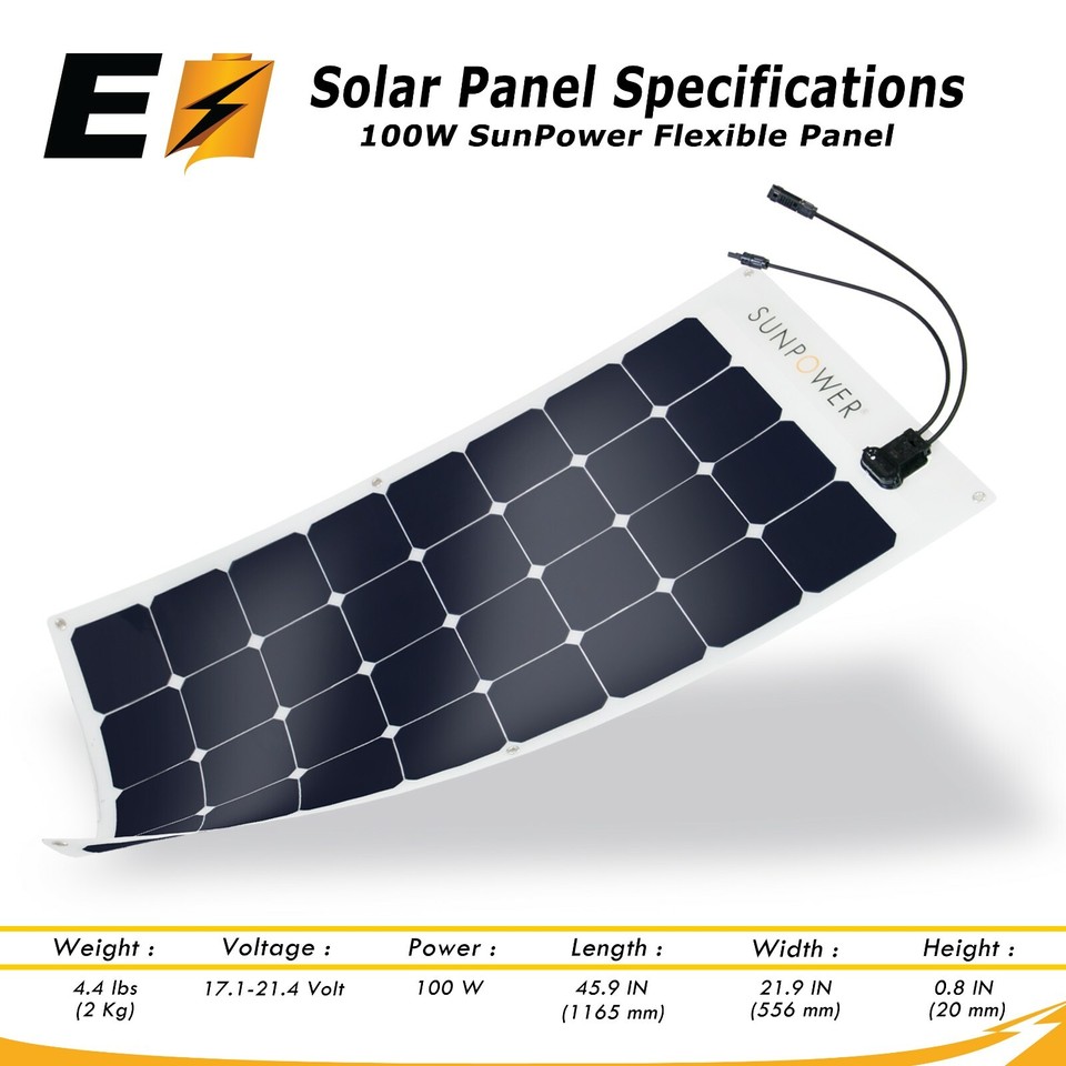 200W Flexible Authentic SunPower Solar Panel Great for Marine, RV and ...